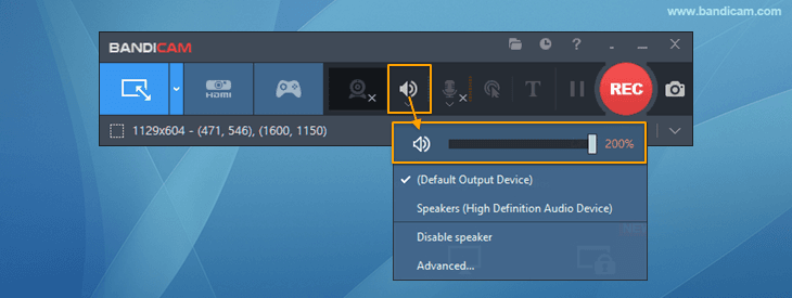 How to adjust the volume while recording - Bandicam