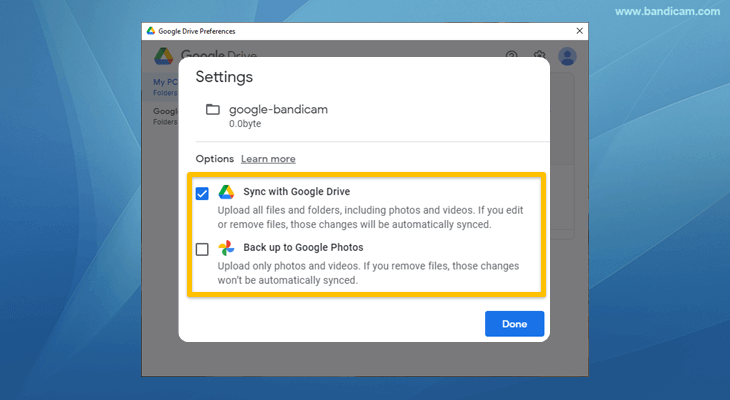 How to save files to Google Drive - Bandicam
