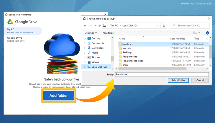 How to save files to Google Drive - Bandicam