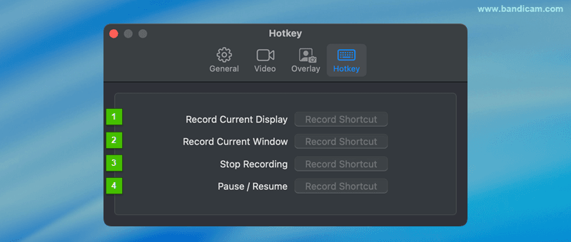 Panduan Pengaturan Hotkey Bandicam untuk Mac