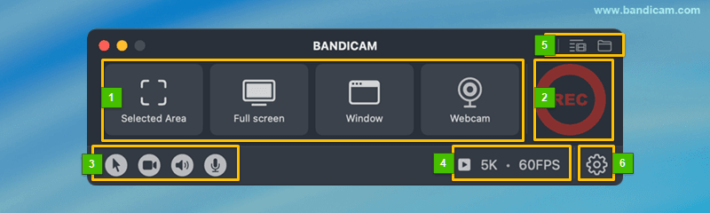 Bandicam for Mac: User Interface Guide