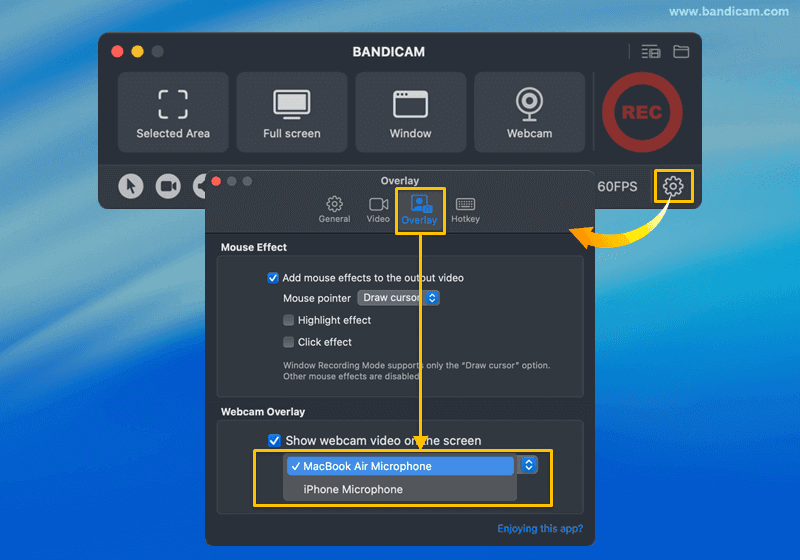 Bildschirm und Webcam auf dem Mac aufnehmen | Bandicam